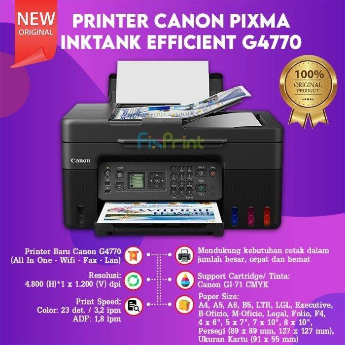 Printer Canon PIXMA G4770 All in One ADF WiFi FAX pengganti G4010 ...
