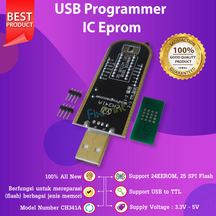 USB Programmer IC Eprom CH341A Module Flash Program BIOS Eeprom 24 25 ...