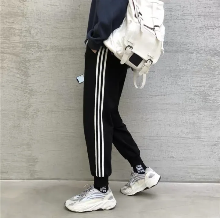Unisex plain cotton Striper Jogger pants tracking pants COD | Lazada PH