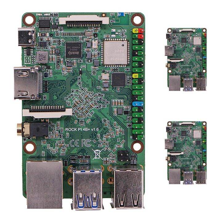 Rock Pi 4B+Plus Model B Development Board RK3399 Hexa-Core 4 x USB SBC PC Motherboard Onboard ...