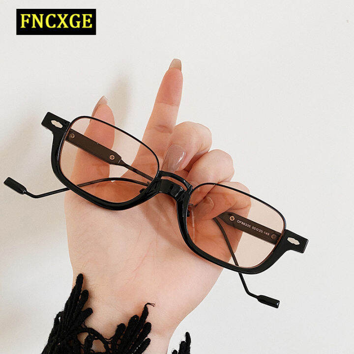 FNCXGE คุณภาพสูง สไตล์เกาหลี แว่นกันแดดแฟชั่น กรอบเล็ก Half rim ป้องกันรังสียูวี สไตล์ย้อนยุค ...