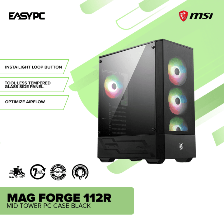 EasyPC | MSI MAG Forge 112R Mid Tower PC Case Black Desktop Casing ...