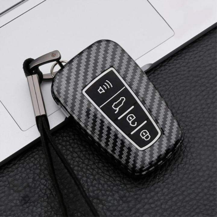 Carbon Fiber Silicone Car Remote Key Cover Case For Toyota Camry Chr ...