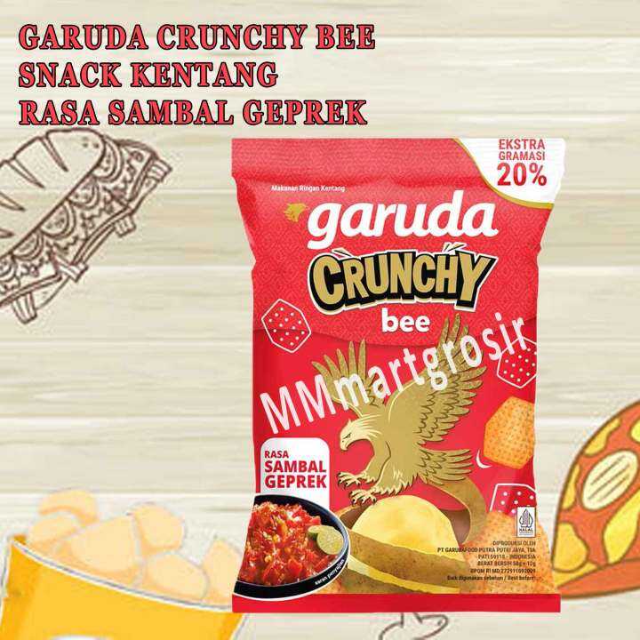 Garuda Crunchy Bee/ Snack Kentang/ Rasa Sambal Geprek/ 58g+12g | Lazada ...