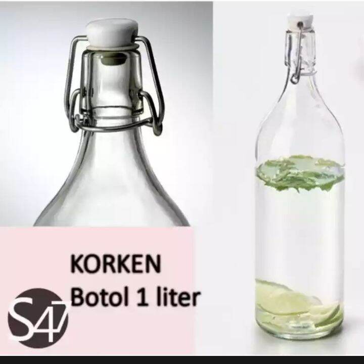 PROMO MURAH COD { iKEA KORKEN Botol 1 Liter 1000ml Botol Kaca Bening ...