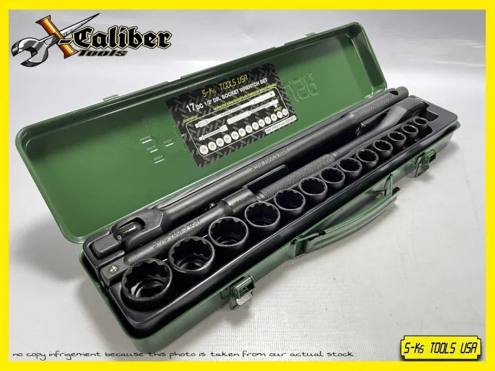 Sk's Tools 17pcs Socket Wrench Set 8mm to 24mm 1/2Dr 12 points (FLOWER ...