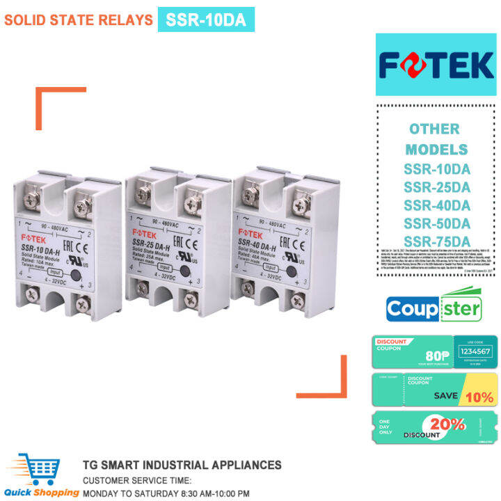FOTEK Solid State Relay Module SSR Single Solid State DC Control AC SSR-10DA | Lazada PH