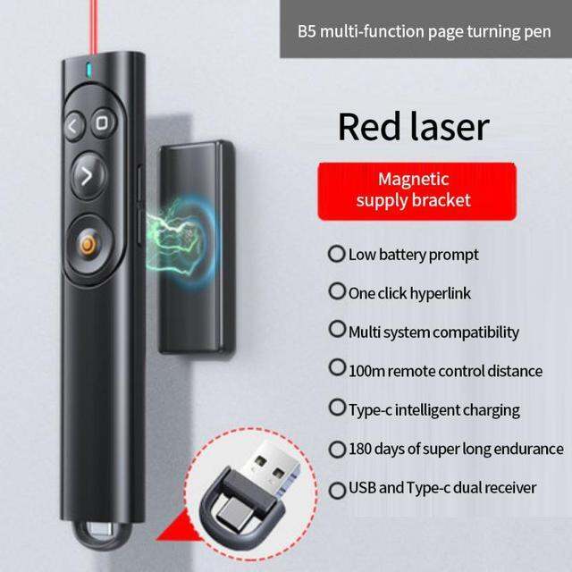 Wireless Presenter Multifunctional PPT Page Turning Pen Rechargeable ...