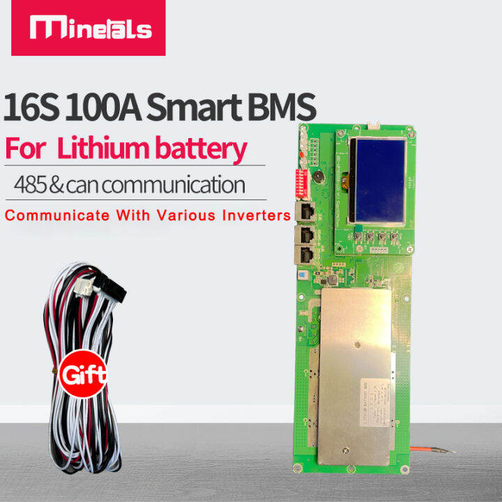 Solar Energy BMS 16S LCD Smart BMS Communicate Inverter 100A LiFePo4 Li-ion RS485 UART CAN ...