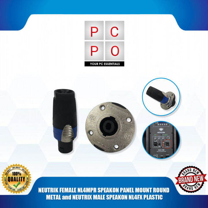 NEUTRIK FEMALE NL4MPR SPEAKON PANEL MOUNT ROUND METAL and NEUTRIX MALE SPEAKON NL4FX PLASTIC ...