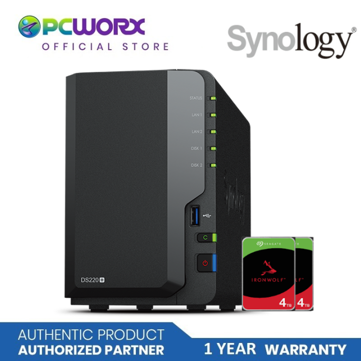 Synology DS220+ 2GB 2-Bay NAS + 2pcs 4TB Seagate Ironwolf | Synology ...