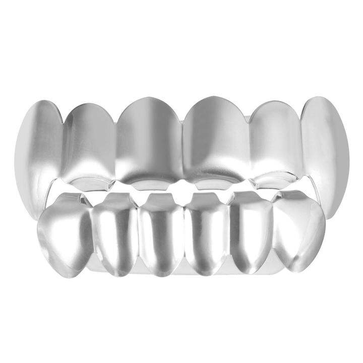 Custom 14k Gold Silver Plated Hip Hop Teeth Bling Caps Top & Bottom ...