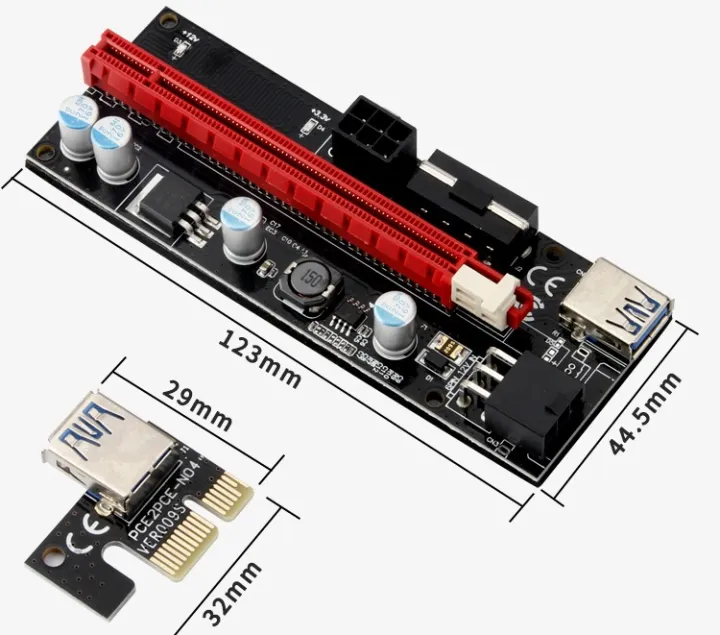Bitcoin v009s PCIE Riser 1X to 16X Graphics Extension - for GPU Mining ...