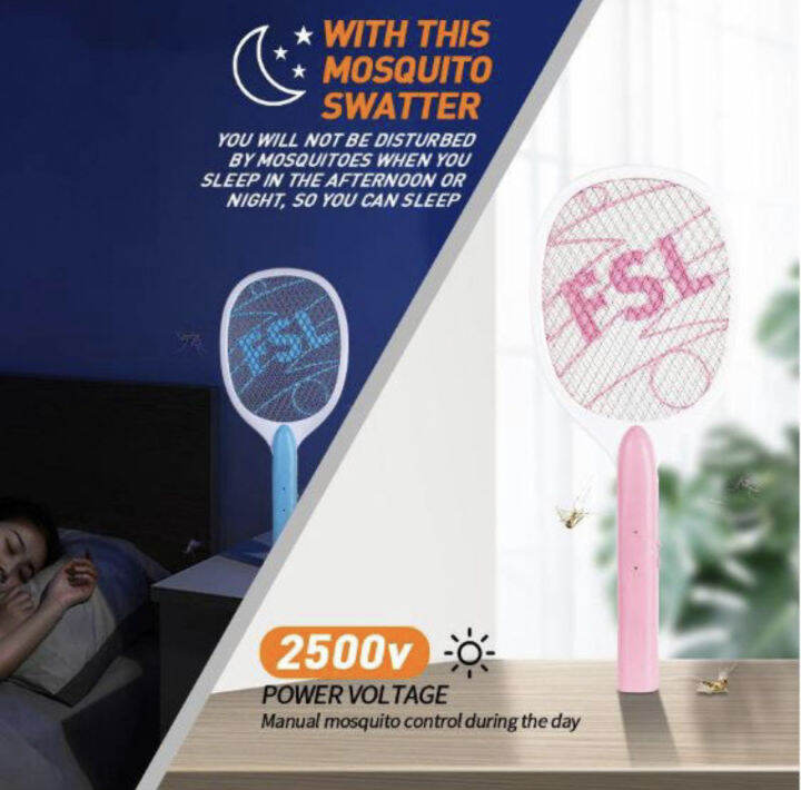 FSL Rechargeable Electric Mosquito Killer Swatter Racket Mosquito bat ...
