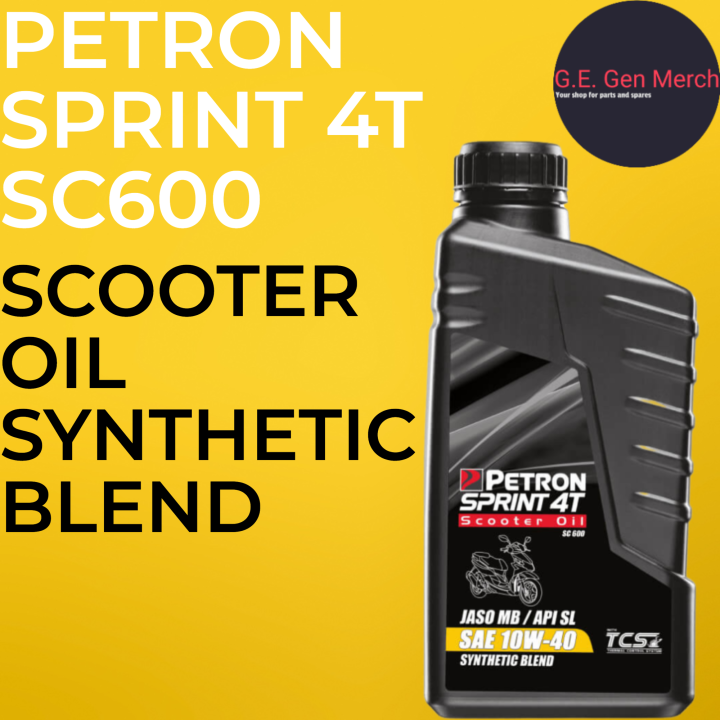 PETRON SPRINT 4T SC600 SCOOTER OIL SYNTHETIC BLEND SAE 10W-40 800ml 1L ...