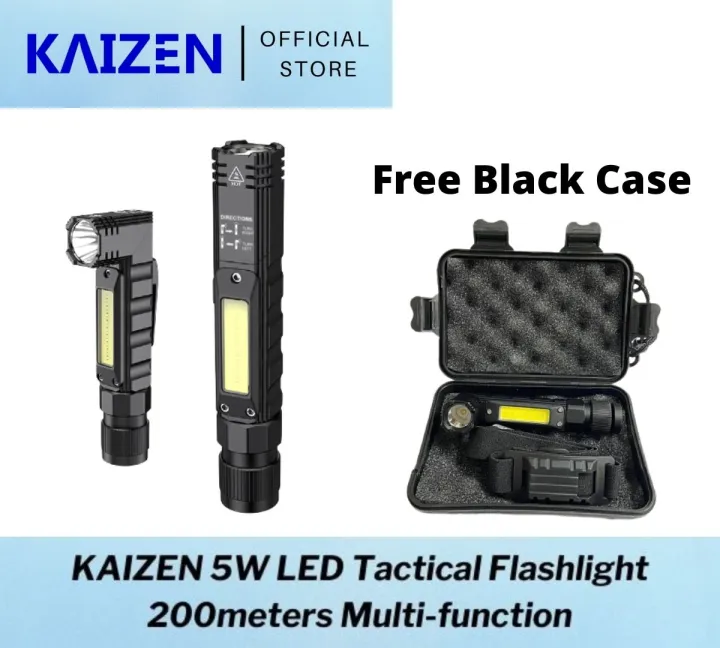 Kaizen 5W LED Tactical Flashlight 200meters Multi-function | Lazada PH