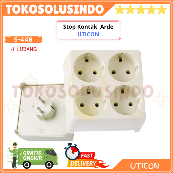 Stop Kontak Uticon ARDE 4 Lubang Kotak (S-448 N) / Colokan Listrik ...