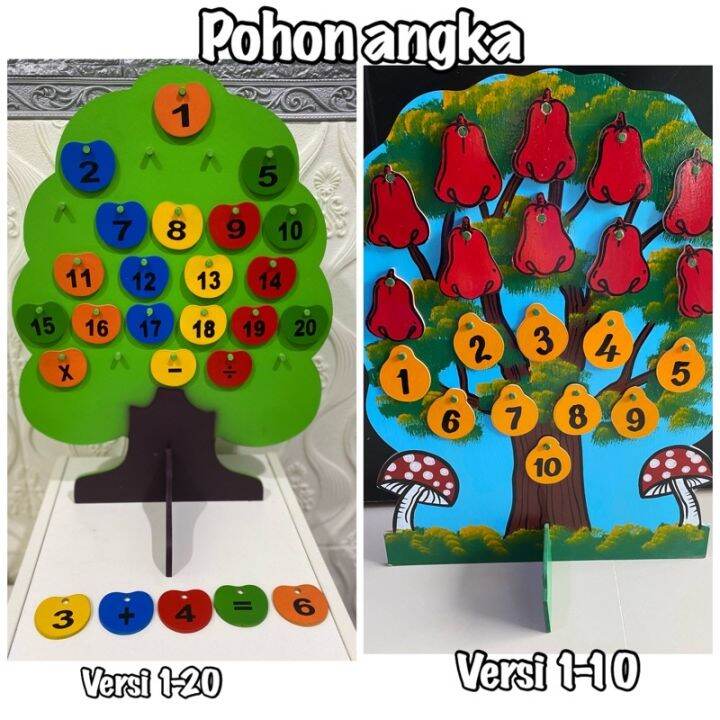 Pohon angka dan berhitung 1-10 atau 1-20/ mainan kayu edukasi | Lazada ...