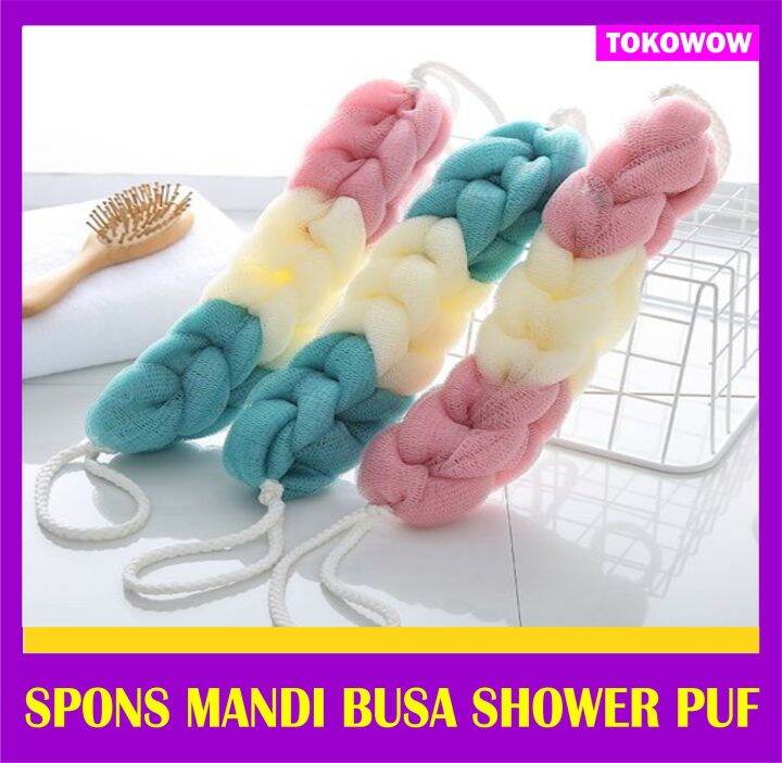 Spons Mandi Busa Shower Puff Jaring Tebal Panjang spon mandi lembut ...