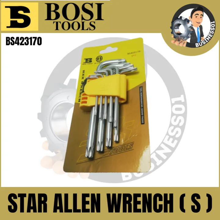Business01 Bosi 9Pcs Star Allen Set Small Allen Wrench Set Chrome Steel ...