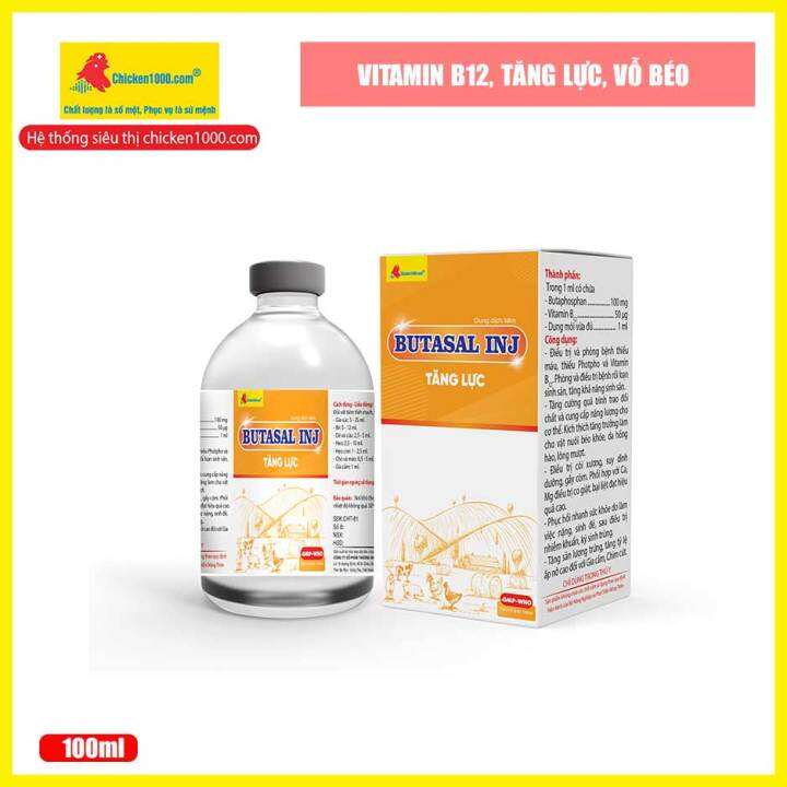 Thuốc Thú Y Butasal INJ Chicken1000 Tăng Lực, Bổ Sung Vitamin B12 Cho ...
