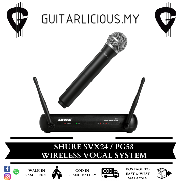 Shure SVX24/PG58 Wireless Vocal System, SVX4 Diversity Receiver, SVX2 Handheld Transmitter ...