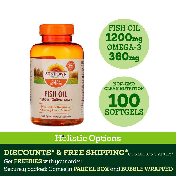 [Authentic] Sundown Naturals, Fish Oil, 1,200 mg, 100 Softgels | Lazada PH