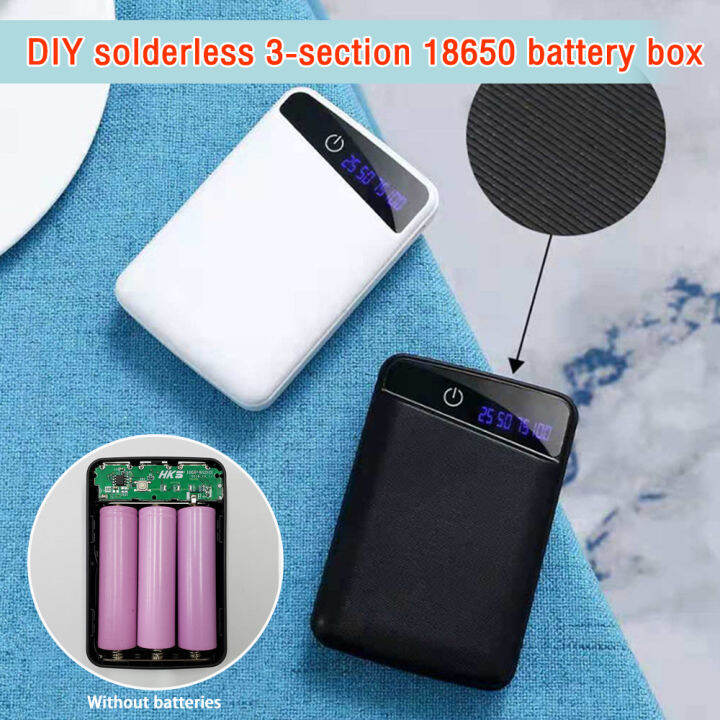 18650 DIY Power Bank Case 3 USB Output Ports Plastic Shell Box with LCD ...