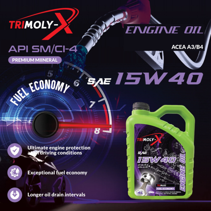 TRIMOLY-X TRIMOLYX 15W40 MINERAL ENGINE OIL API SM/CI-4 4L Car ...