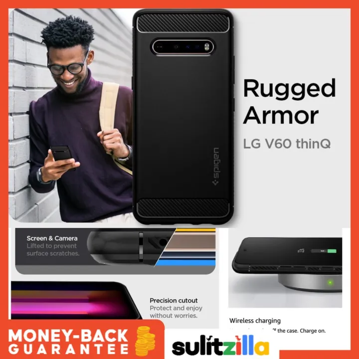 Spigen Rugged Armor for LG V60 ThinQ Case [5G] - Matte Black Phone Case ...