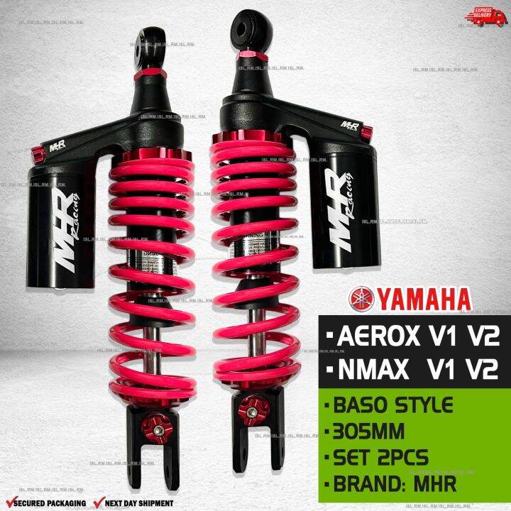 Yamaha NMAX AEROX V1 V2 Rear shock absorbers Black Pink 2pcs with Baso ...