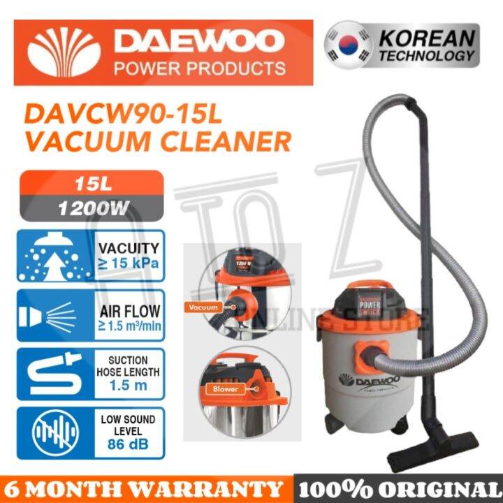 【DAEWOO POWER PRODUCTS】DAEWOO WET AND DRY VACUUM CLEANER (1250W/15L) DAVCW90-15L | Lazada