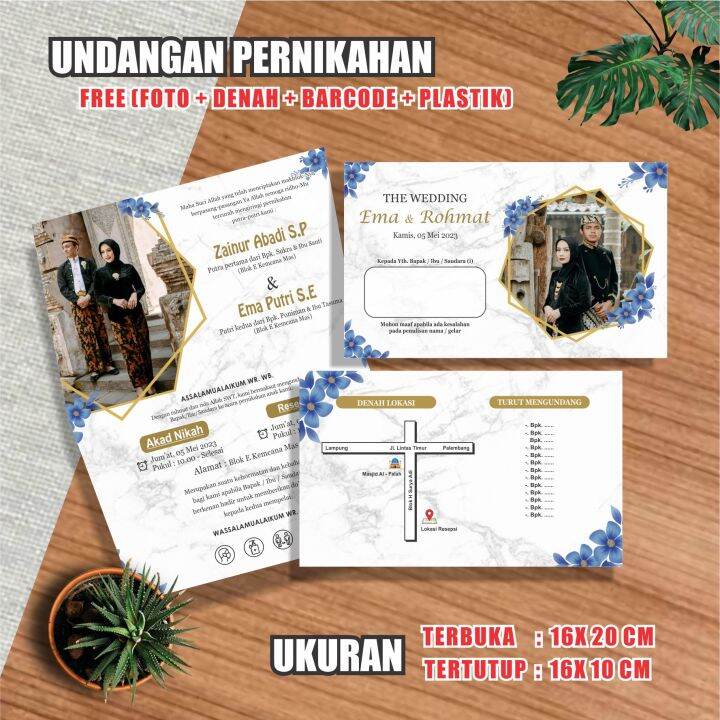 ( 50 PCS ) undangan pernikahan lipat A Free (desain, plastik, foto ...