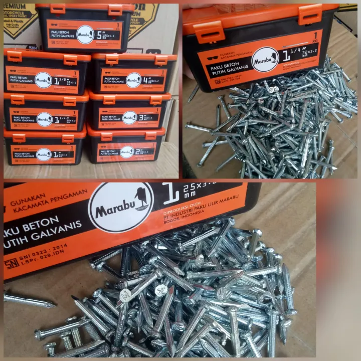 (1KG) PAKU TEMBOK PAKU BETON PUTIH GALVANIS 1" 2" 3" 4" 5" 1 1.5" 1 1/4" 1000GR | Lazada Indonesia