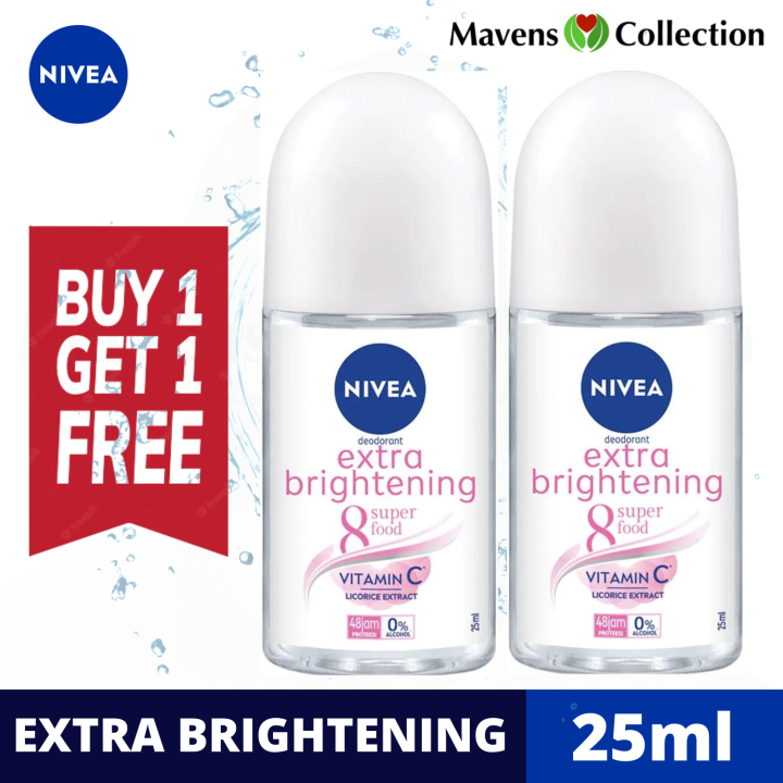 (Buy 1 Take 1) Nivea Deodorant Roll On Extra Brightening 25ml Anti ...