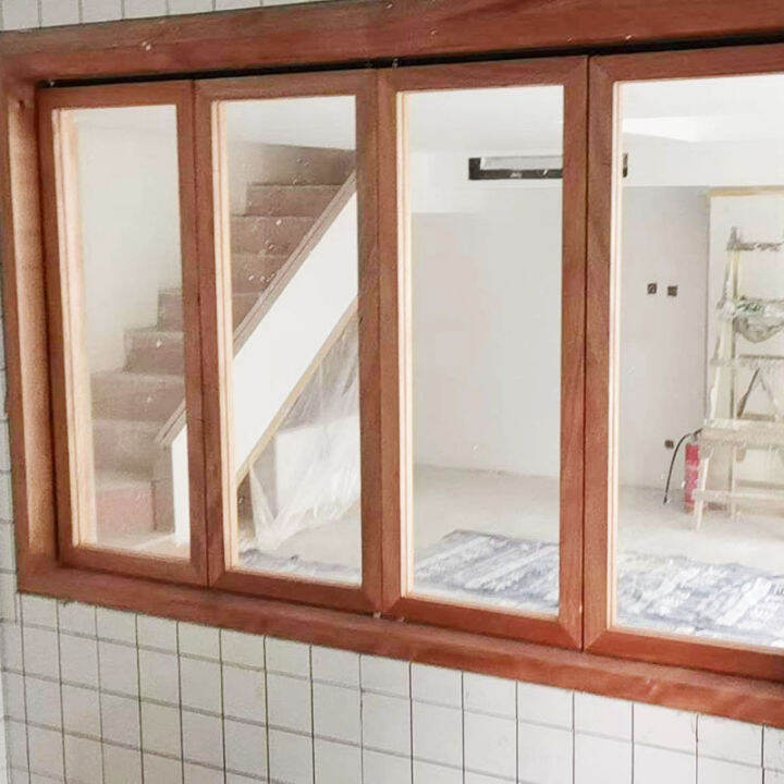 Customized solid wood frame log frame wooden window left and right ...