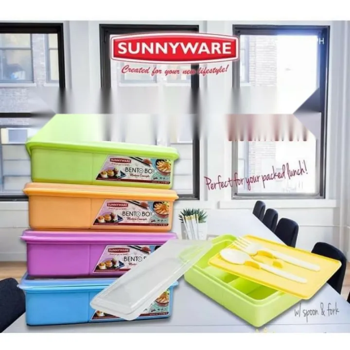 Sunnyware Bento Box with Free Hard Plastic Spoon & Fork | Lazada PH