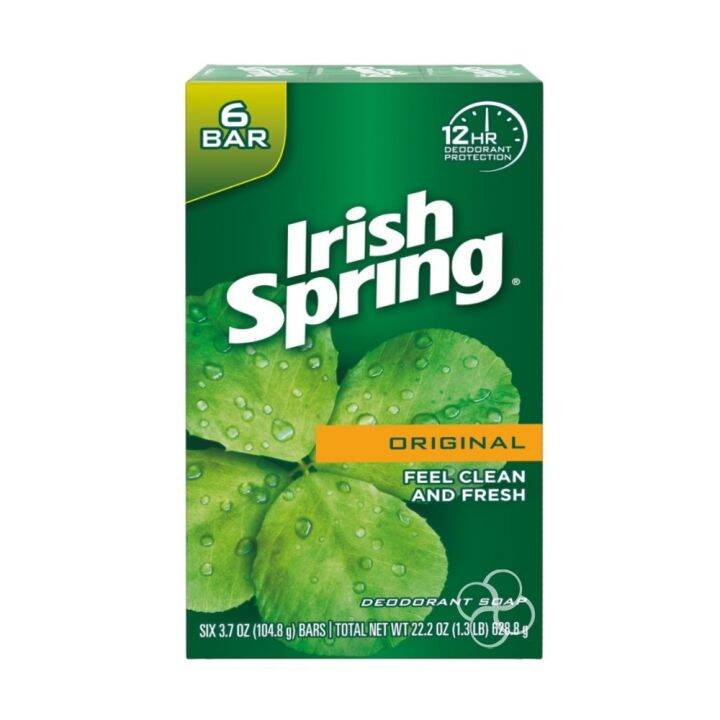 Irish Spring Original Deodorant Soap Bar 6 x 104.8g | Lazada PH