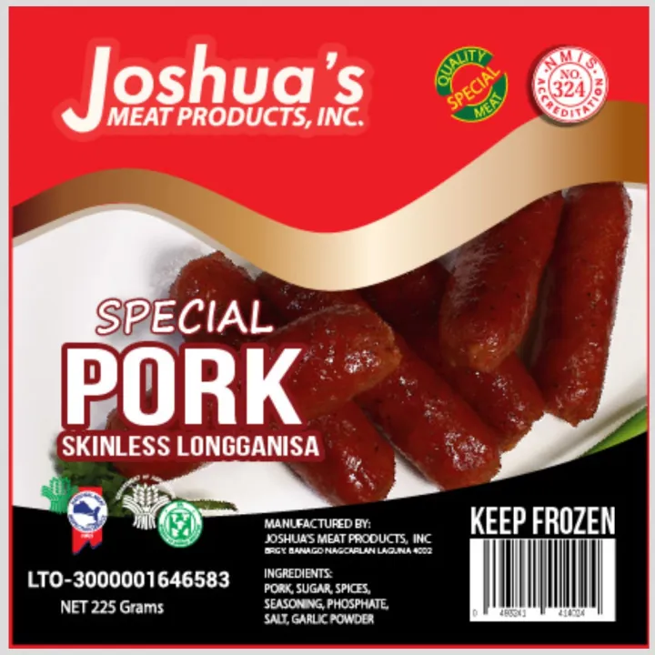 Joshua's Meat Products Special Pork Skinless Longganisa | 225 g | Lazada PH