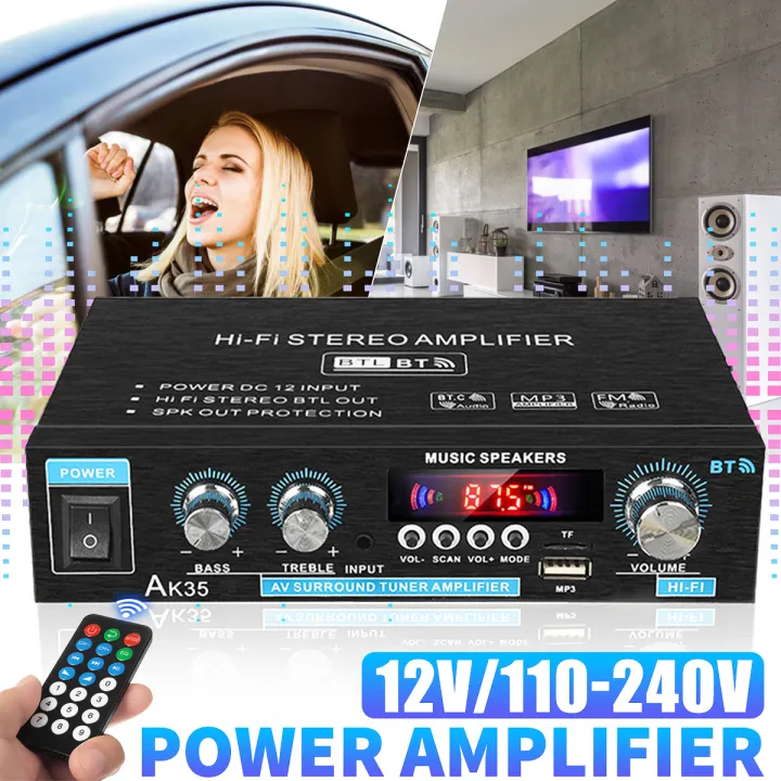 【2CH】(DC/AC) AK35 Audio Stereo Amplifier Home Car Digital Amplifier ...