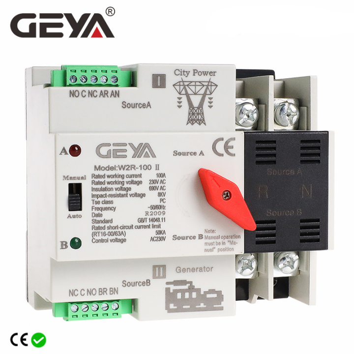 GEYA W2R Mini ATS 2P Automatic Transfer Switch Electrical Selector ...