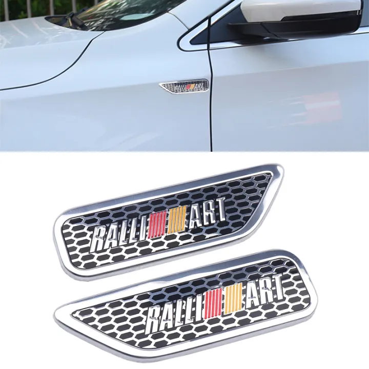 1Pair 3D Aluminum Ralli Art Fender Side Emblem Car Sticker Badge Decal ...