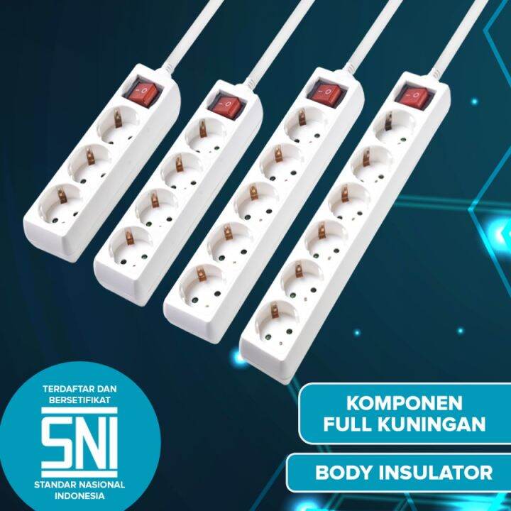 Stop Kontak Colokan 2 3 4 5 Lubang Panjang 1.5M 3M 5M KUNINGAN - SNI | Lazada Indonesia