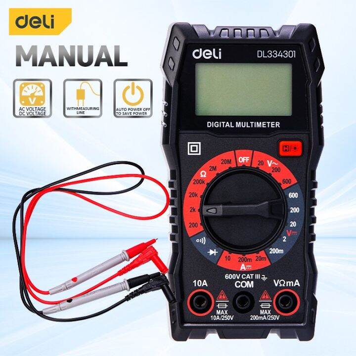 Deli Digital Multimeter Auto Ranging Multi Tester Volt Meter Ammeter ...