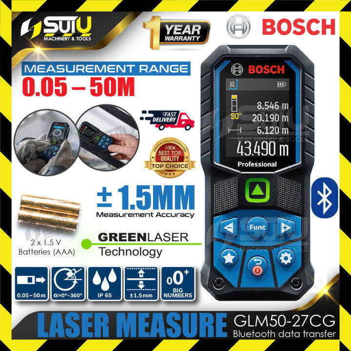 BOSCH GLM 50-27 CG / GLM 50-27CG / GLM50-27CG Laser Measure Machine (Green Laser Light) | Lazada