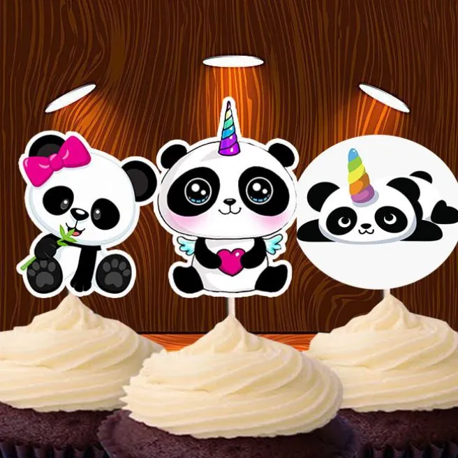 Panda theme cupcake topper 12pcs | Lazada PH
