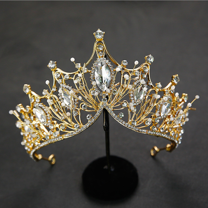 Halo-Halo Mahkota Kristal Mutiara Vintage, Tiara Bando Perhiasan ...