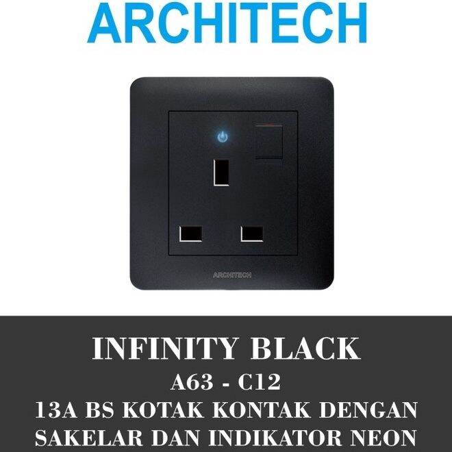 ARCHITECH INFINITY BLACK A63-C12 Stop Kontak - Colokan AC | Lazada ...