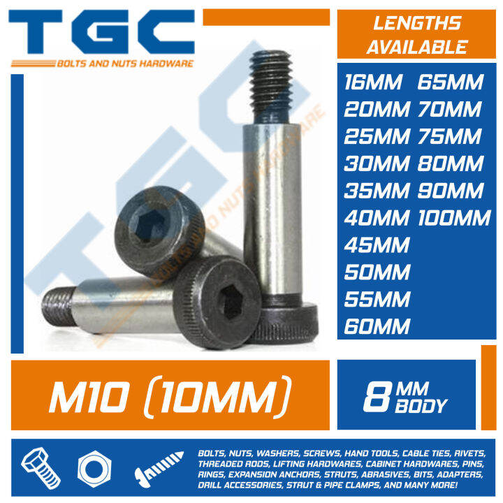 10PCS Shoulder Bolt M10 ( 10mm ) x 16/20/25/30/35/40/45/50/55/60/65/70/75/80/90/100 mm Shoulder ...
