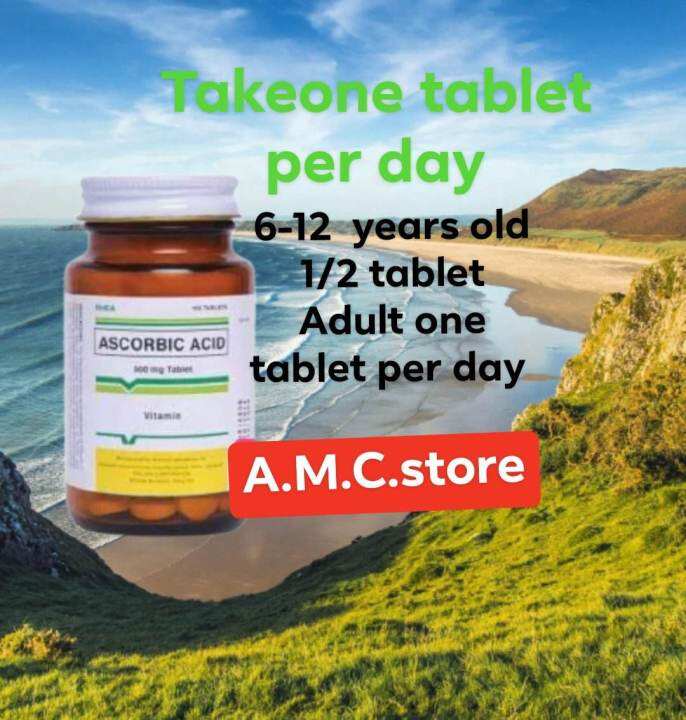 RHEA - ASCORBIC ACID Vitamins - 100's 500mg Tables in a bottle Adult ...